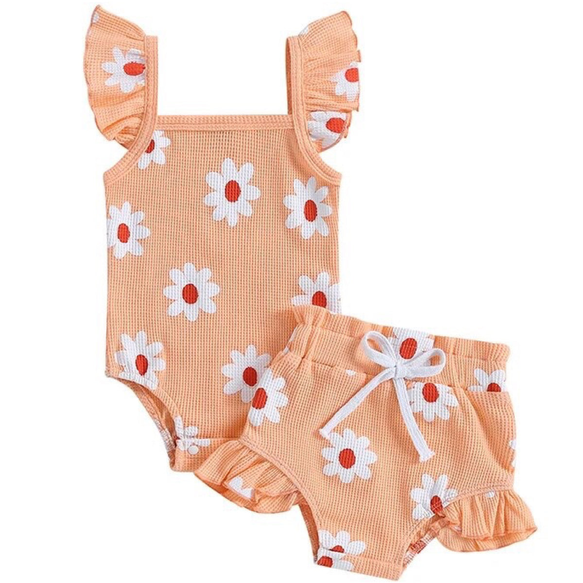 Riley Daisy Set Orange | Baby Girl Summer Set | Little Eedie – Little Eedie