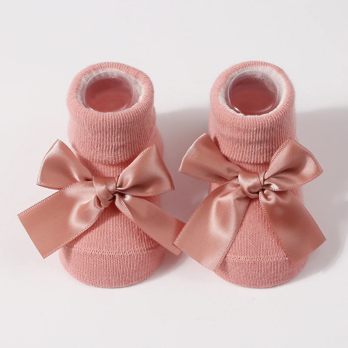Dusty Pink Satin Bow Socks for Newborns | Little Eedie – Little Eedie